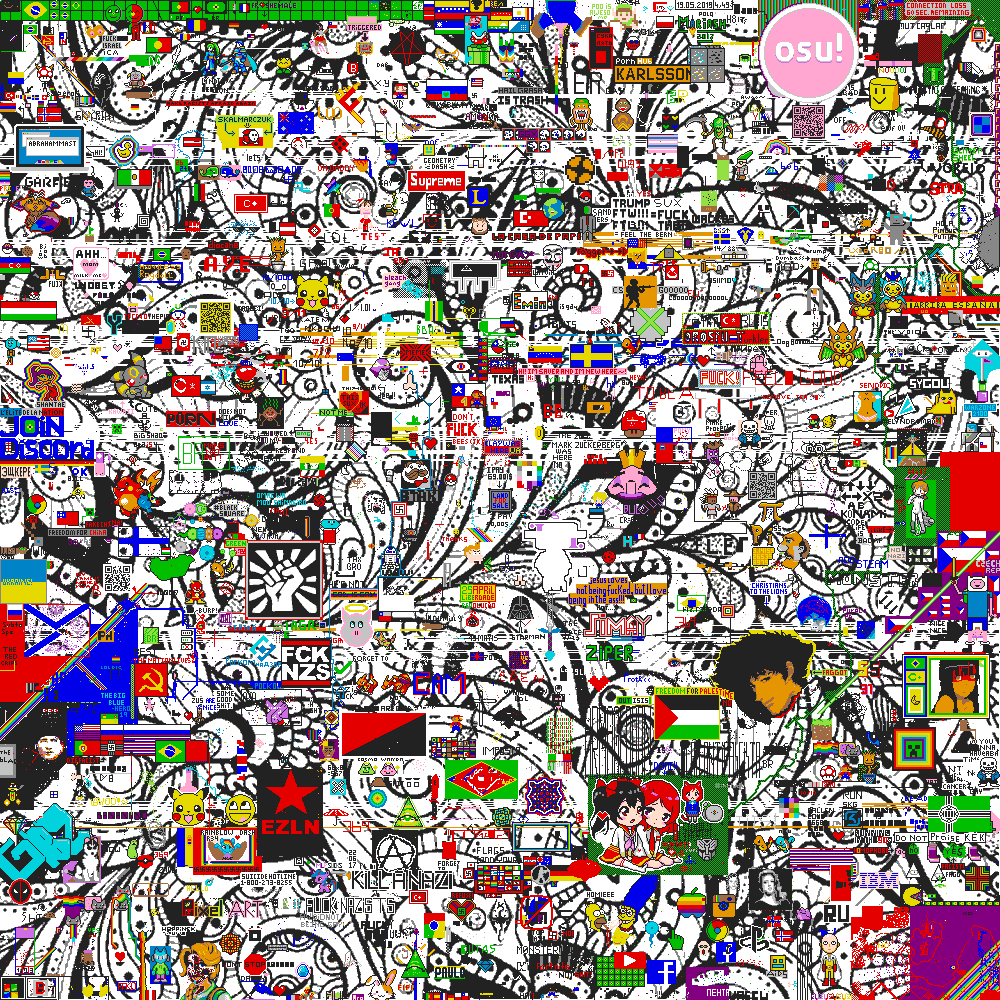 Pixel Place : A r/place clone with no cooldown & pixels protection